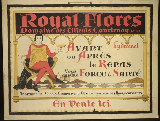 ANCIENNE PLAQUE CARTON SERIGRAPHIEE-Hydromel ROYAL FLORES N°708/44 EUR ...