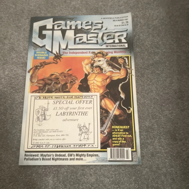 GAMES MASTER INTERNATIONAL Magazine March 1991 #8 Fantasy Gaming ...