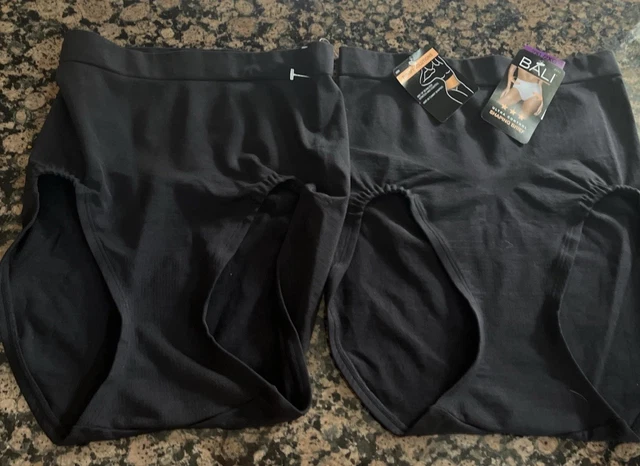 BALI SEAMLESS 2 Pack Ultra Control Black Shaping Brief Panty NEW Womens ...