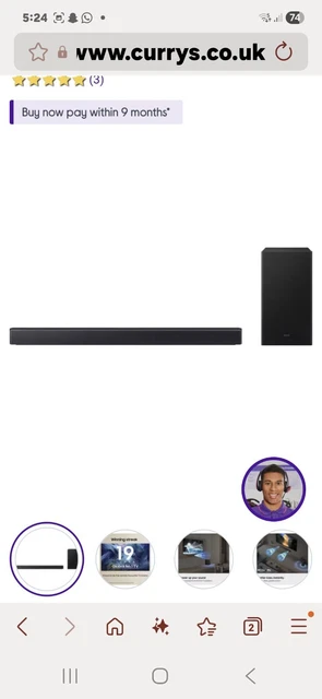 SAMSUNG B450F B-SERIES 2.1ch Soundbar with Subwoofer (2025) £156.70 ...