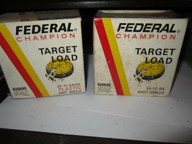 2 EMPTY VINTAGE Federal Champion Shotgun Shell Box 12ga Target Loads £ ...