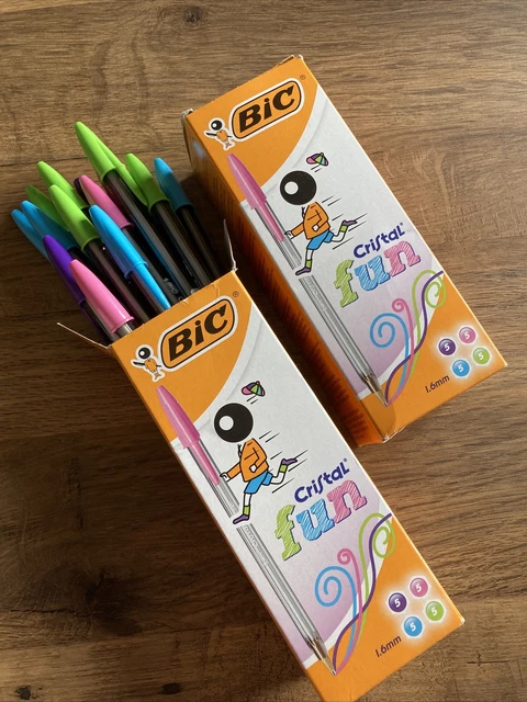 BIC CRISTAL 1.6MM Bold ASSORTED Ballpoint Pens ( 2 x BOX 20 PENS ) BIC ...
