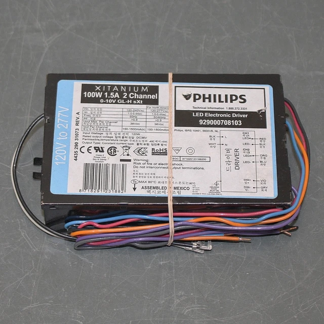 PHILIPS XITANIUM LED Driver 929000708103, 100W, 1.5A, 120V to 277V AC ...