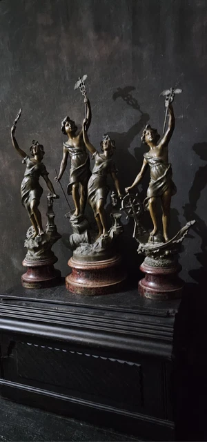 ANTIQUE VICTORIAN SPELTER Statues Figurines Shop Display Film Theatre ...