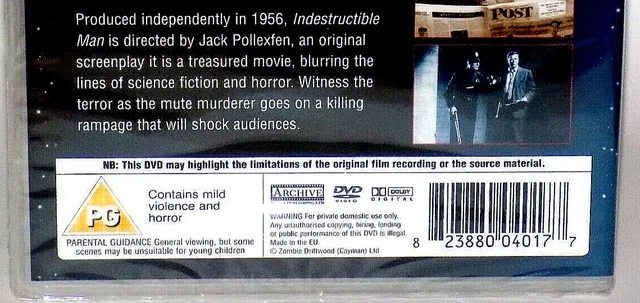 INDESTRUCTIBLE MAN (1956) R0 DVD Lon Chaney Jr., Max Showalter, Peggy ...