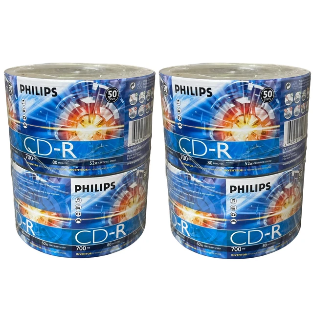 200 PHILIPS BLANK CD-R CDR Logo Top 52X 700MB 80 Min Media Disc $47.99 ...