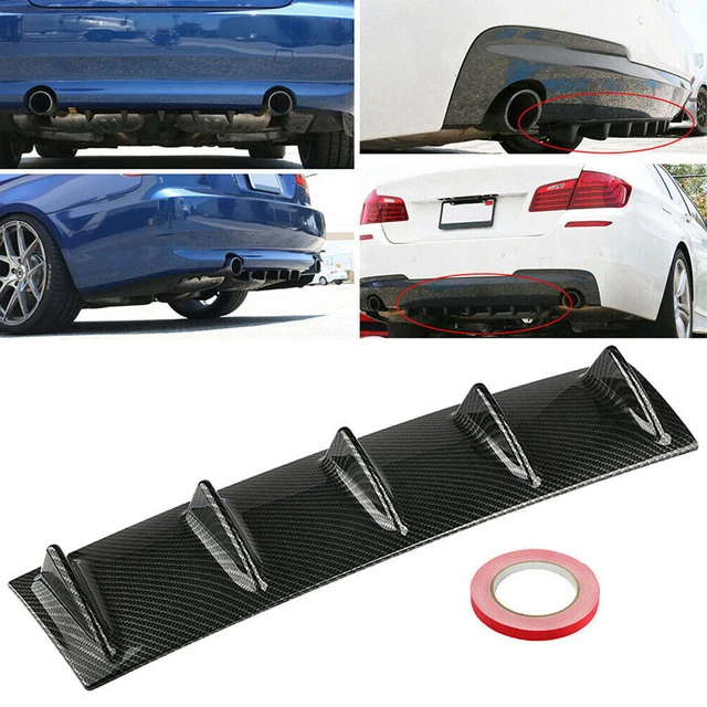 CARBON TEXTURE BUMPER Lower Rear Diffuser Fin Lip Spoiler Wing Splitter ...