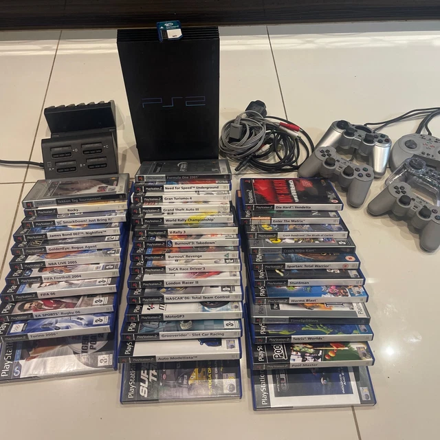 SONY PLAYSTATION 2 PS2 Black Console SCPH-30003 5 Controllers, 37 Games ...