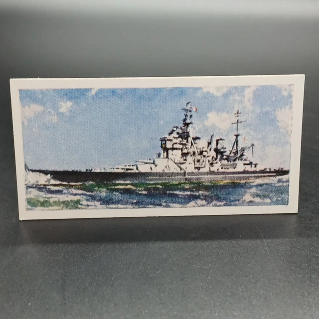 1960S HMS BATTLESHIP Naval Warship Sea Military Art Vintage Trade Card ...