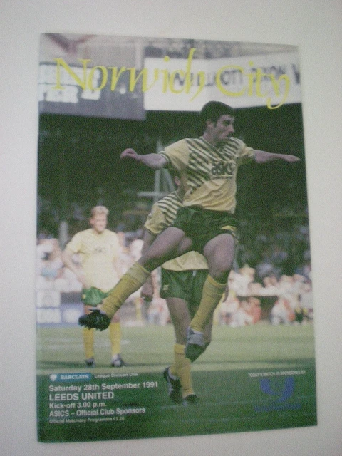 NORWICH CITY v LEEDS UNITED, 28th SEPTEMBER 1991, MINT CONDITION. £4.38 ...