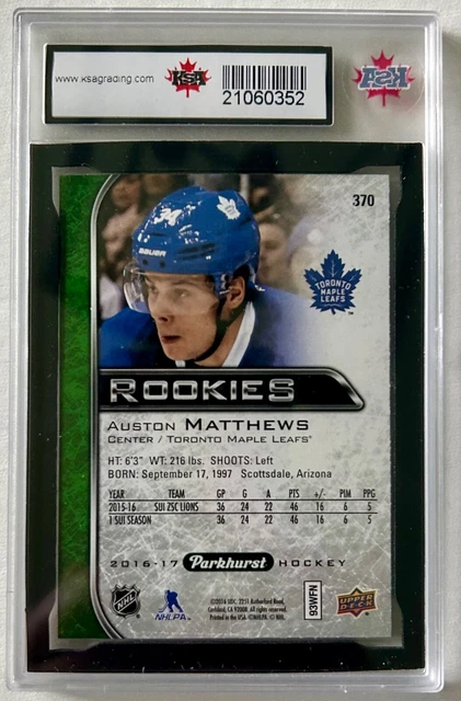 2016-17 UD PARKHURST Auston Matthews ROOKIE CARD #370 KSA 10 Gem Mint ...