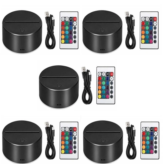 5 SET 3D Night light Base For Acrylic LED Base Plate Panel Cable Remote ...