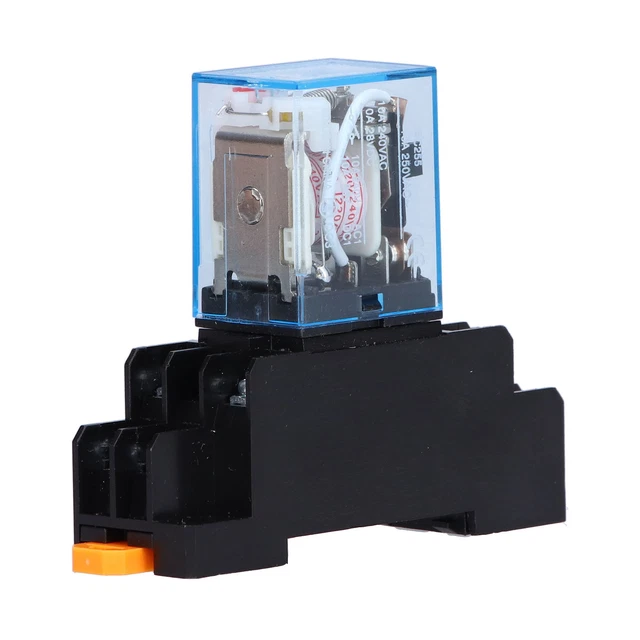 LY2NJ 8PINS ELECTROMAGNETIC Power Relays W/Socket Base Indicator Light ...