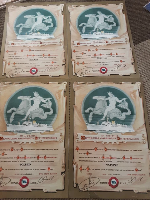 4 X VINTAGE 1968 Castel Felice Crossing the Equator Certificates £24.99 ...