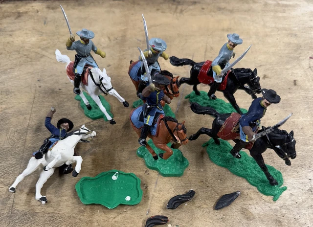 VINTAGE PLASTIC TOY Soldiers CAV American Civil War Made In England ...