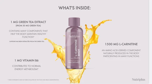 NUTRIPLUS L-CARNITINE SHOT with Green Tea Weight Loss Antioxidant ...