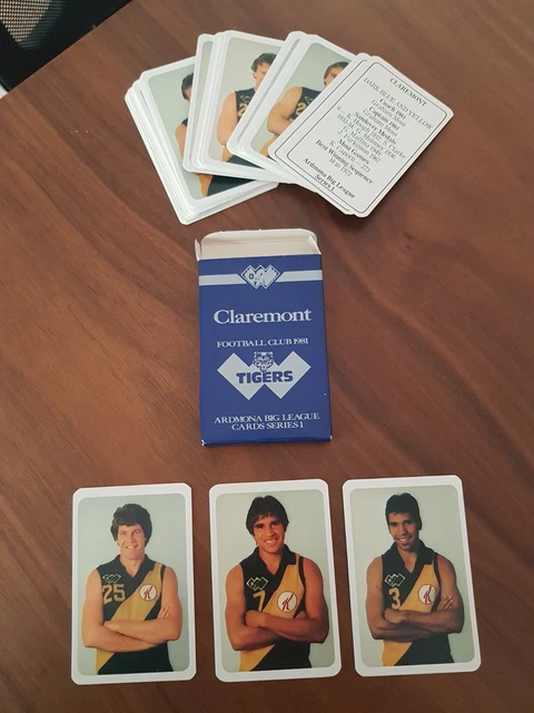1981 CLAREMONT TIGERS WAFL VFL AFL Ardmona Card Set - Scanlens Krakouer ...