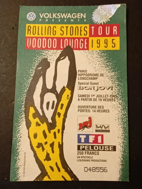 TICKET CONCERT ROLLING Stones Tour Voodoo Lounge 1995 Paris EUR 19,90 ...