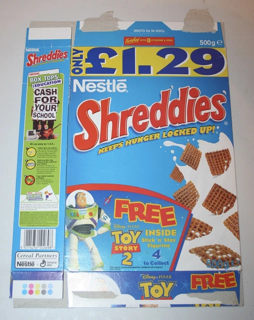 VINTAGE NESTLE SHREDDIES Toy Story 2 Cereal Box 2000 £9.99 - PicClick UK