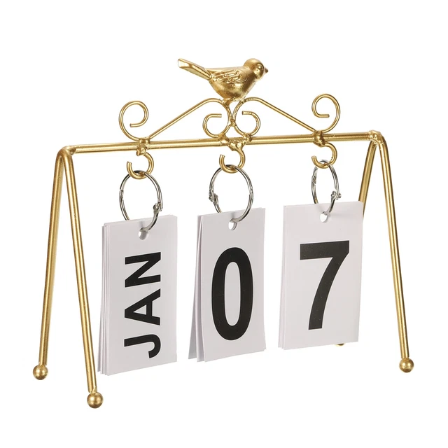 VINTAGE WOOD PERPETUAL Calendar, Flip Calendar Turn Page Style 2 ...