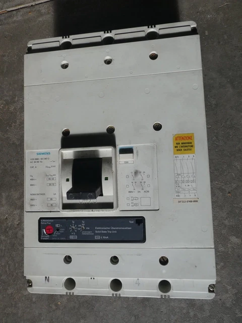 SIEMENS 4 POLE Breaker 1250amps 65kA/400V Solid State Trip -- 3VF7212 ...