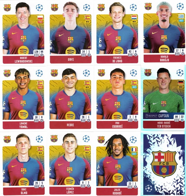 TOPPS UEFA CHAMPIONS League 2024/25 Sticker Alle 12 Team FC Barcelona EUR 6,55 - PicClick DE