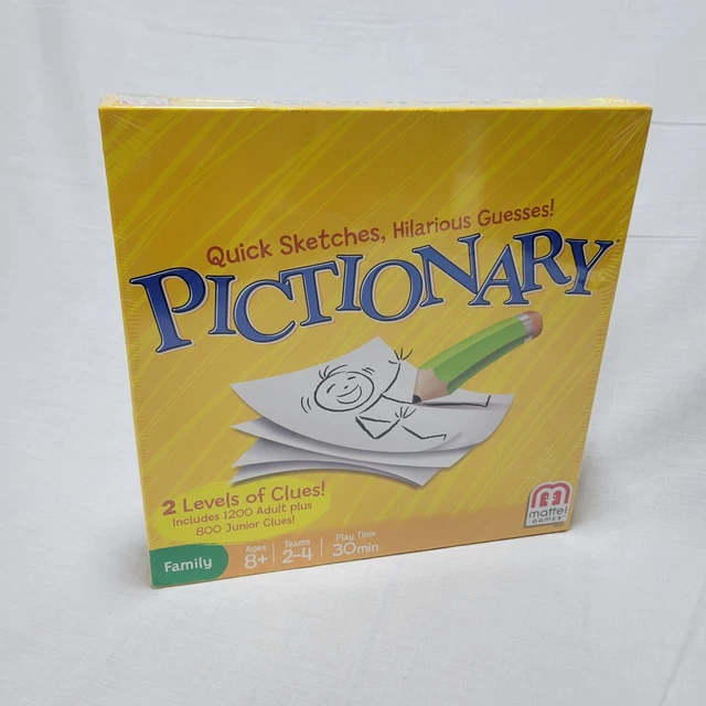 MATTEL PICTIONARY FAMILY Game 2 Levels of clues Adult & Junior Sealed ...