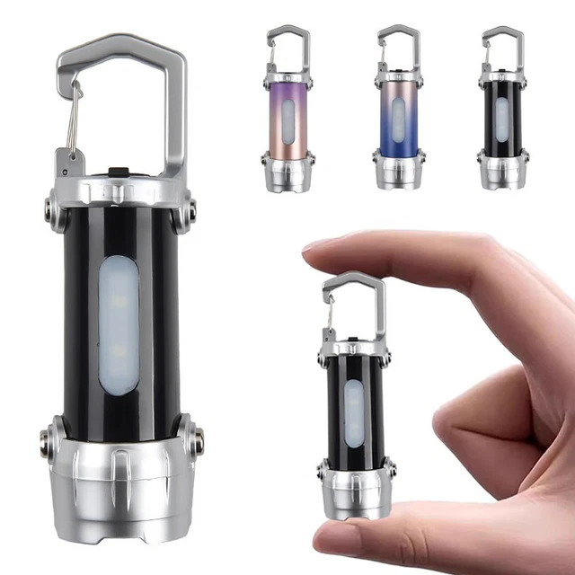 MINI KEYCHAIN FLASHLIGHT Rechargeable Pocket COB Working Light Hook ...