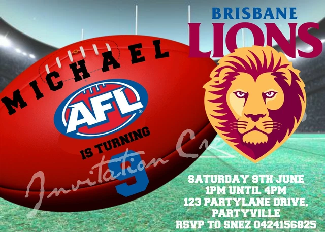 DIY PRINT CUSTOM AFL BRISBANE LIONS FOOTBALL FIELD Birthday Party ...