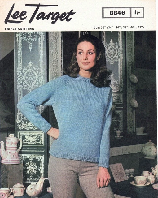 VINTAGE LEE-TARGET KNITTING Pattern 8846: Lady's Sweater £2.99 ...