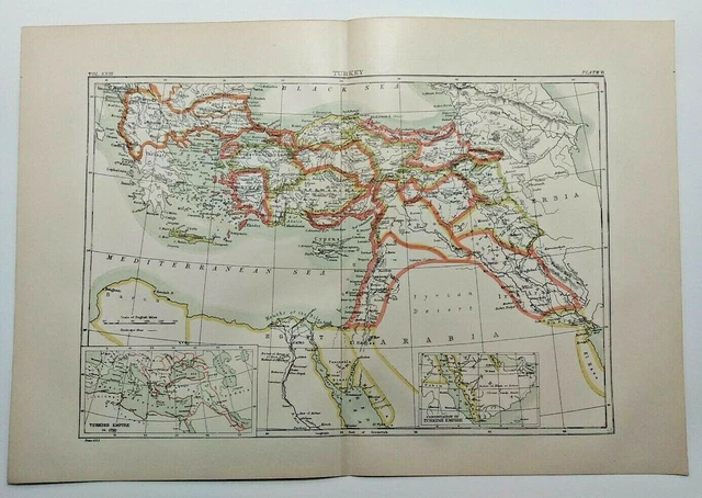 VINTAGE 1894 TURKEY Atlas Map Old Authentic Antique Encyclopedia ...