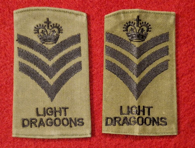 BRITISH ARMY STAFF Sergeant Light Dragoons Rank Slides Pair Embroidered ...