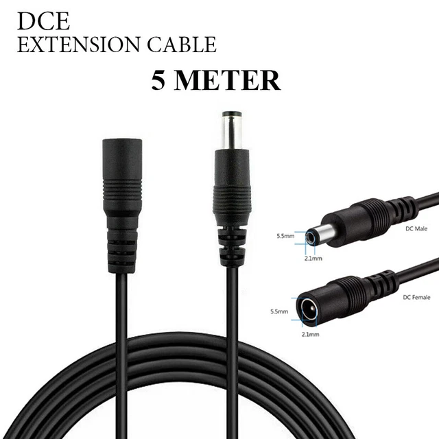 12V DC POWER Extension 5 Meter 5.5*2.1mm female to male Cord Cable For ...