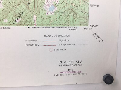 VINTAGE REMLAP QUADRANGLE Alabama Geological Survey Map 1960 ...