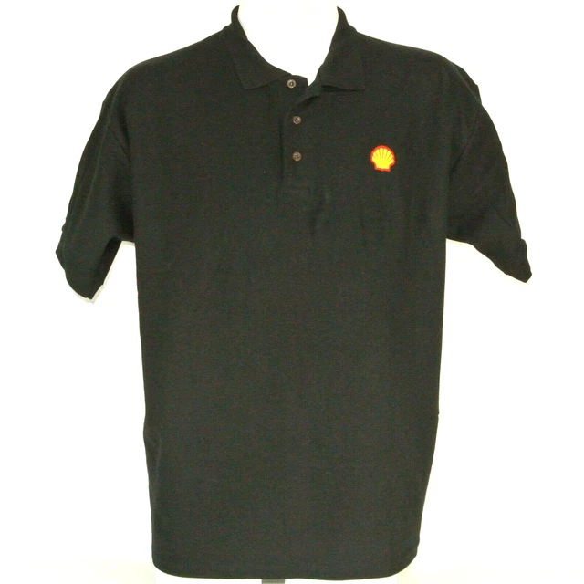 SHELL GAS STATION Oil Employee Uniform Polo Shirt Black Size XL NEW $34 ...
