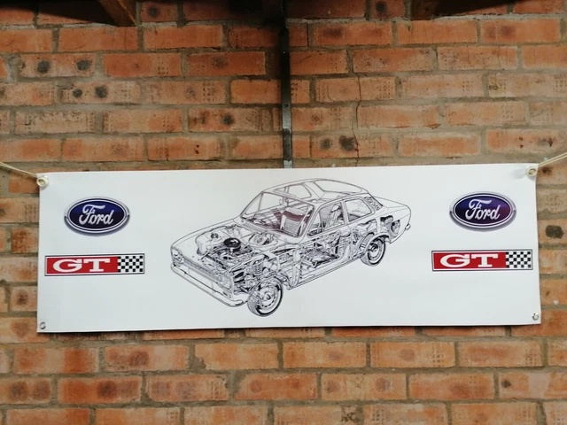 FORD ESCORT MK1 1300 gt large pvc banner garage work shop car show ...