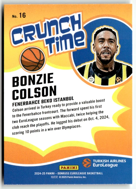 2024-25 PANINI DONRUSS Euroleague No. 16 Bonzie Colson Crunch Time EUR ...