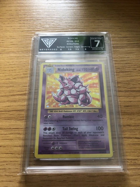 GRADED POKEMON CARD Getgraded - not PSA slab Nidoking grade=7 45/108 ...