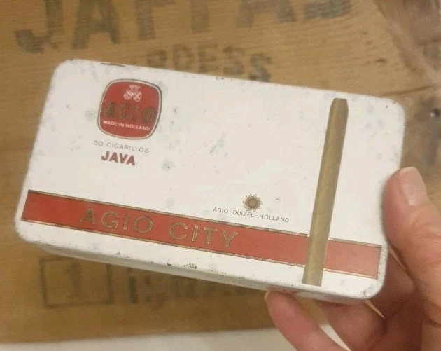 VINTAGE AGIO Java Cigarillos 50 Cigar Cigarettes Tin Box Empty Rare £12 ...