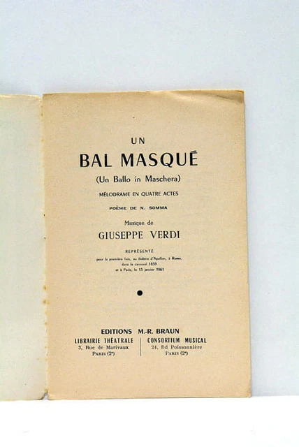 UN BAL MASQUÉ Giuseppe Verdi Paris EUR 40,00 - PicClick FR