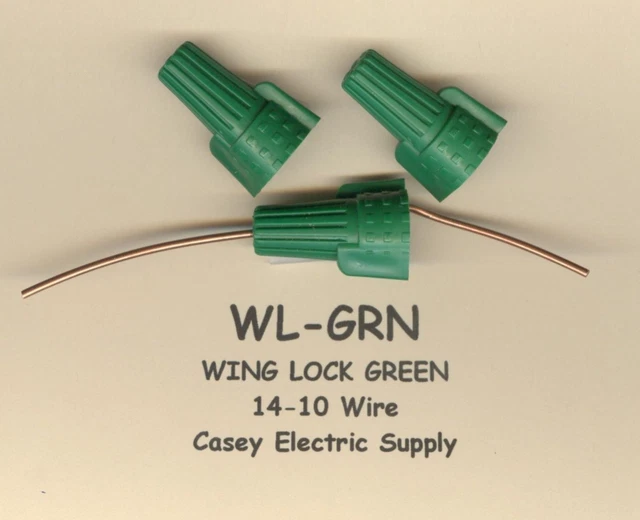18 GREEN GROUNDING Ground Wing Twist Lock Wire Connectors #14-10 Gauge ...