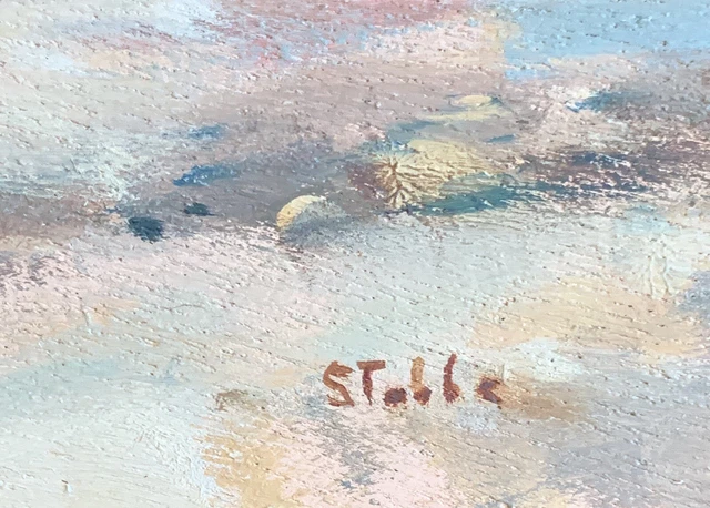 MARIE STOBBE OIL painting of children playing on a beach New York ...
