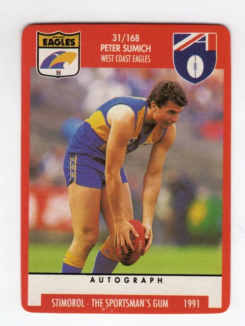 AFL SCANLENS STIMOROL 1991 #31 West Coast Eagles Peter Sumich $4.99 ...