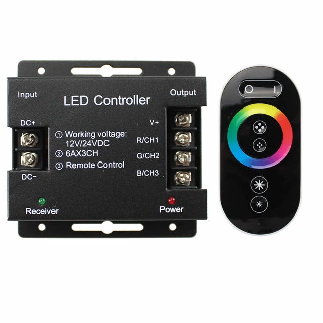 RGB LED FUNK Touch-Dimmer 12V 24V DC Metall Streifen PWM Funkdimmer ...