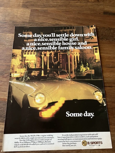 ORIGINAL MG MGB Roadster Advert Magazine Poster Man Cave Retro Vintage ...