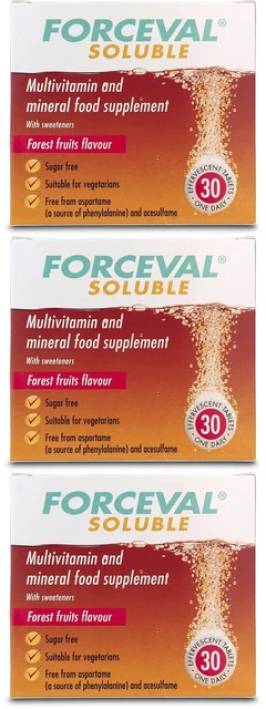 FORCEVAL SOLUBLE 30 Tablets l Multivitamin Supplement l Health Boost X ...