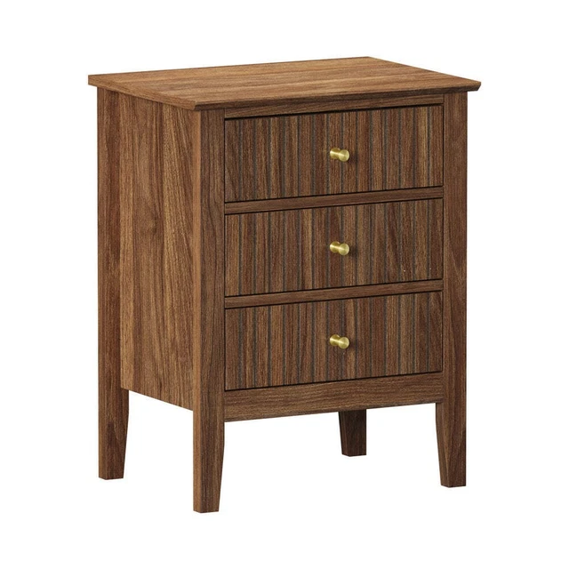 OIKITURE BEDSIDE TABLE 3 Drawers Side End Nightstand Walnut $95.34 ...