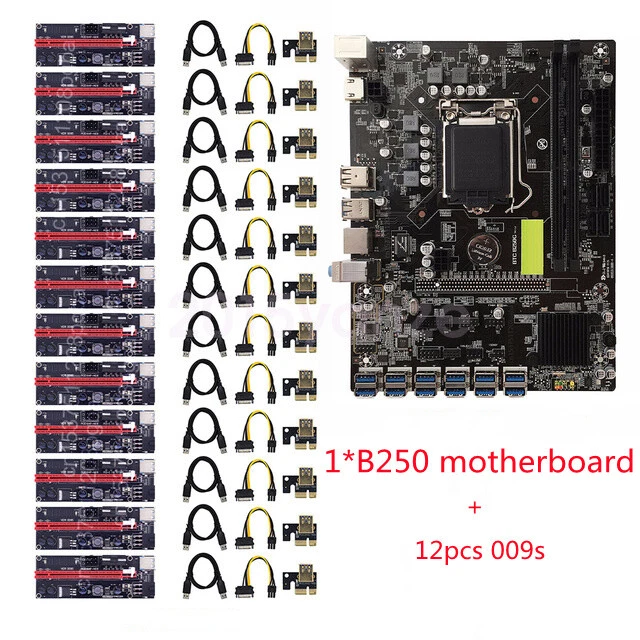 B250C BTC PCI Express DDR4 Mining Motherboard for LGA 1151 + 12x PCIE USB Riser EUR 178,50 ...