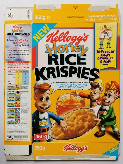 1998 KELLOGGS CEREAL Honey Rice Krispies Launch Pack Packet box ...