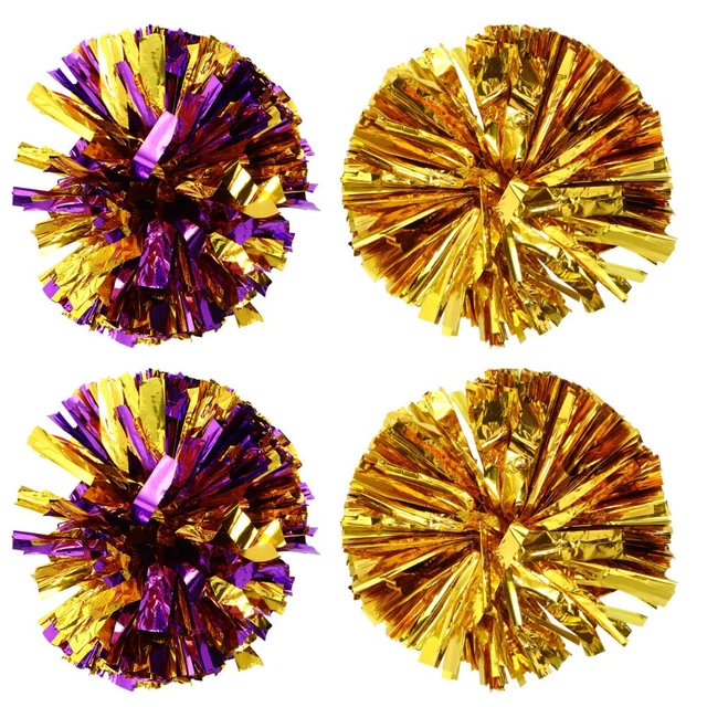 4 STÜCK METALLIC Folie Cheerleader Pom Poms Jubel Pompons Cheerleading ...